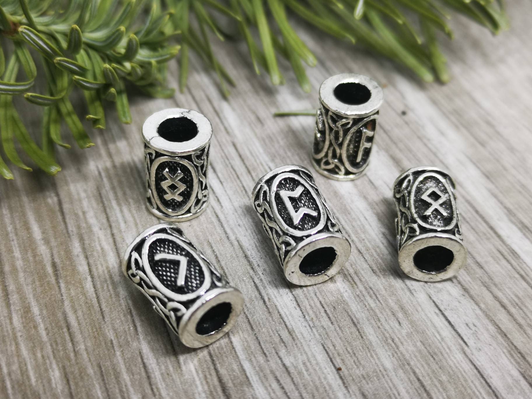 Celtic Rune Beads Viking Beard / Hair Braid Ring Trinity | Etsy UK