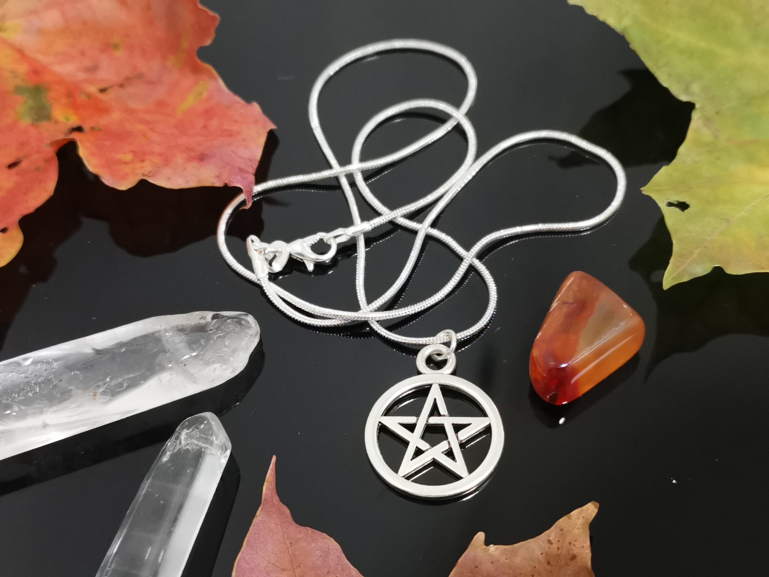 Pentagram Protection Charm Necklace Silver Pentacle Amulet | Etsy