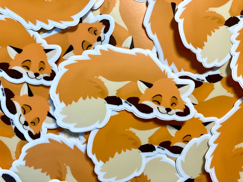 Sleeping Fox Loaf Cute Animal Furry Sticker | Etsy