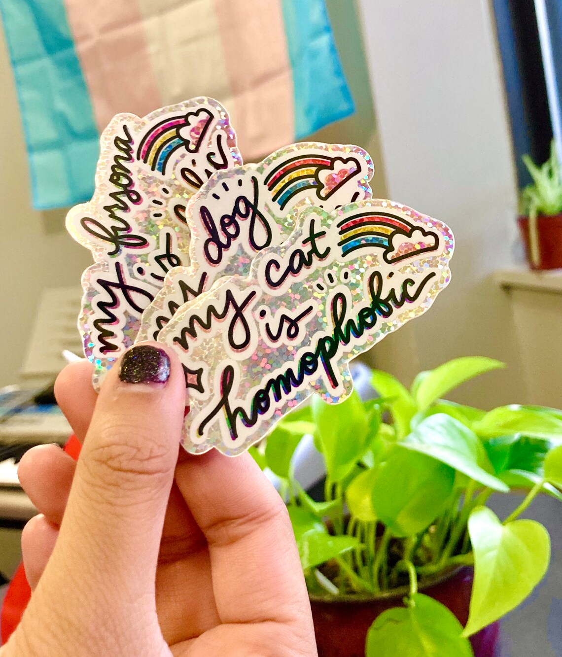 My Cat is Homophobic Sticker Meme LGBTQ Pride Holographic - Etsy