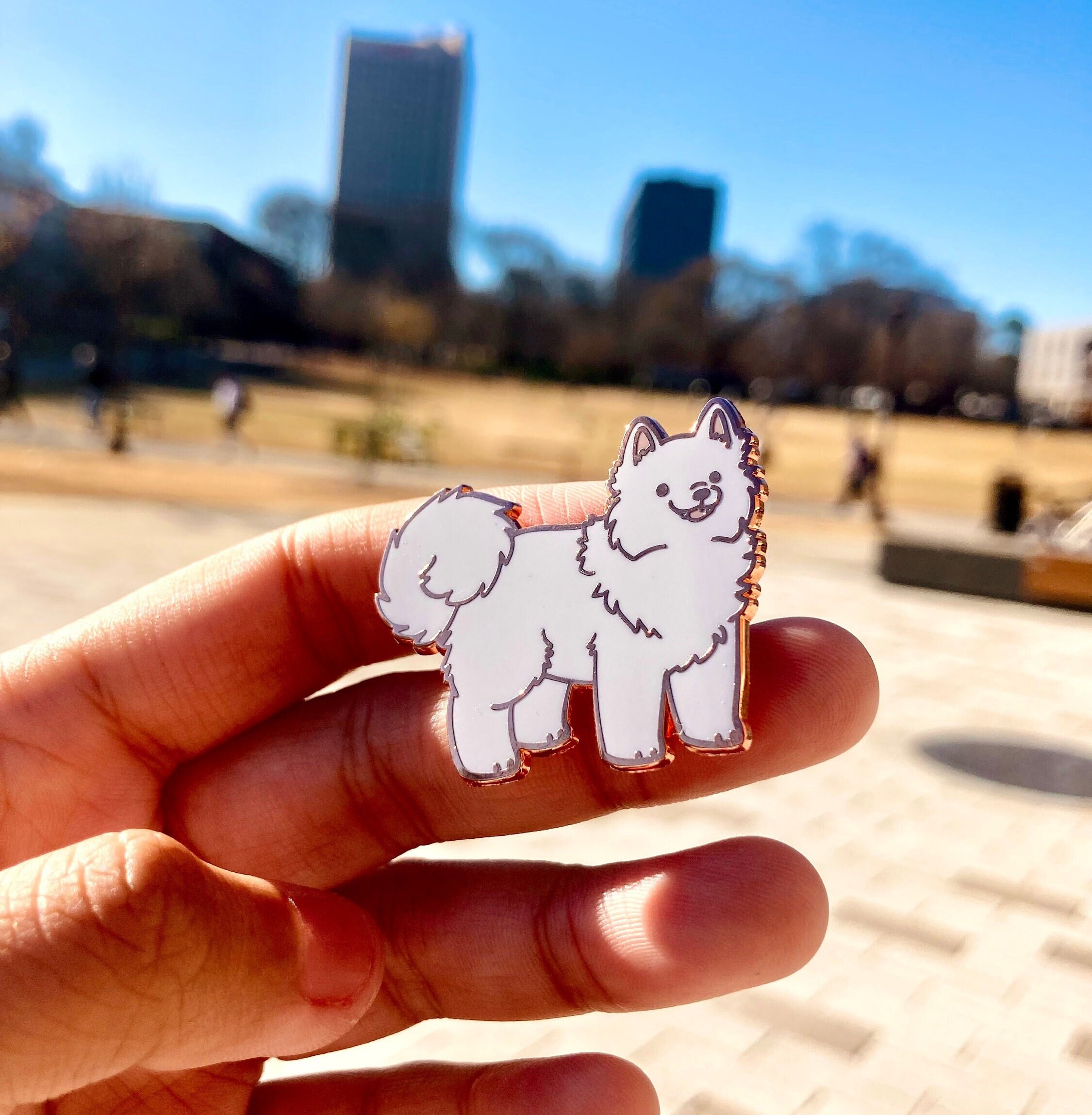 Samoyed Dog Enamel Pin Rose Gold Fluffy Chibi Animal Puppy | Etsy