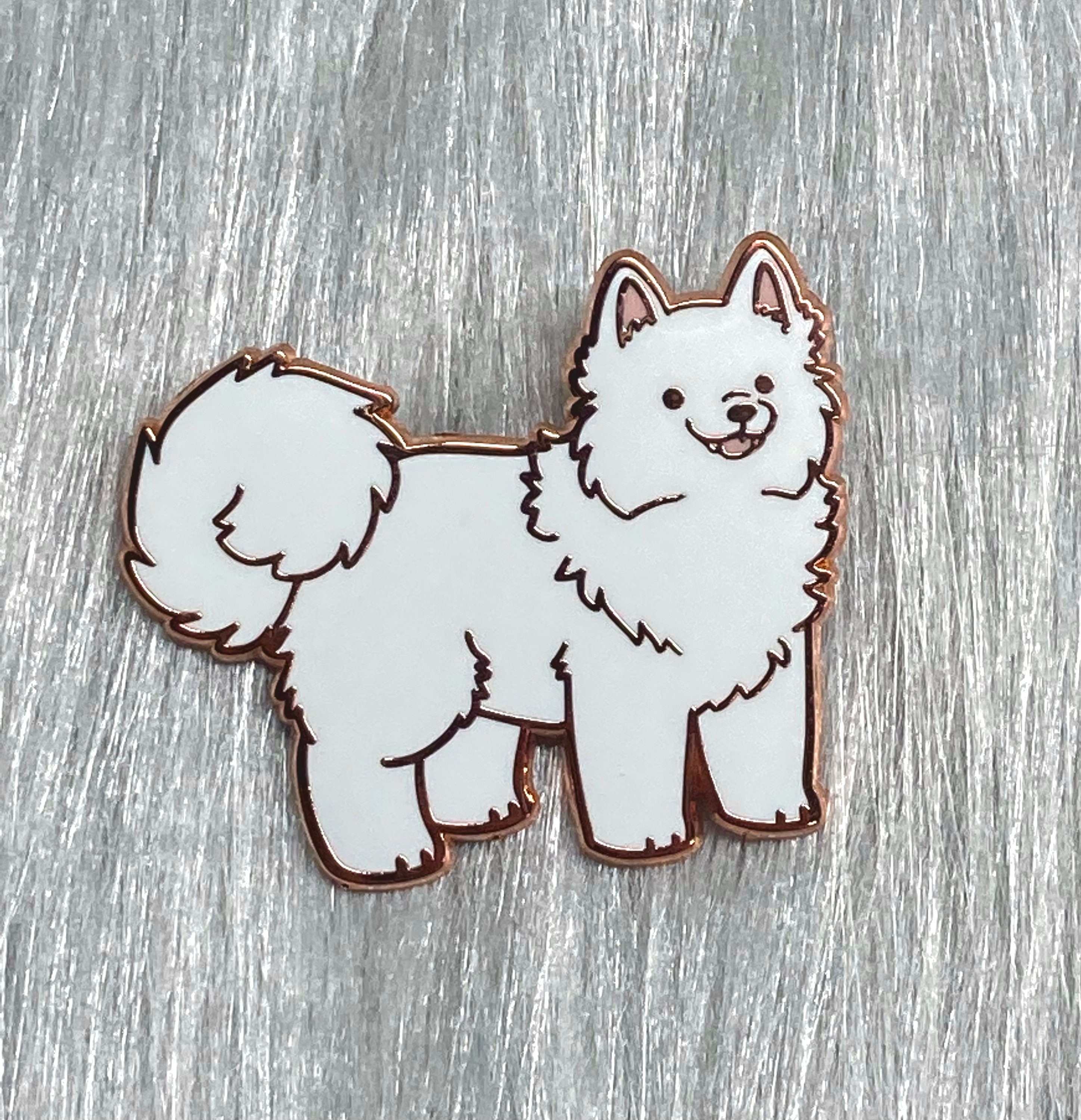 Samoyed Dog Enamel Pin Rose Gold Fluffy Chibi Animal Puppy | Etsy