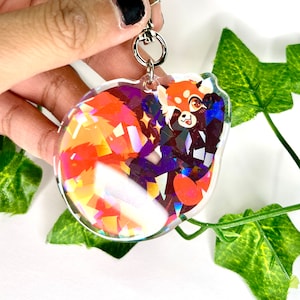Red Panda Keychain: Holographic Chibi Animal Charm - Etsy
