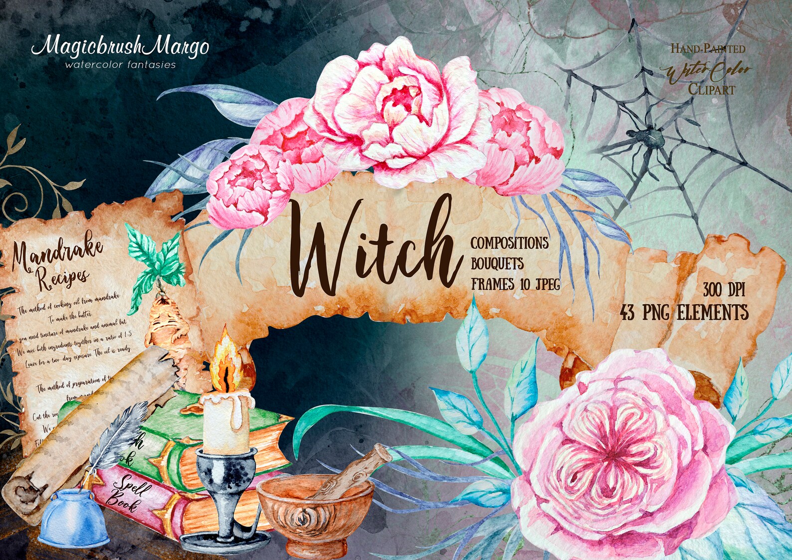 Witch clipart. Witchcraft clipart. Halloween clipart. Magic | Etsy