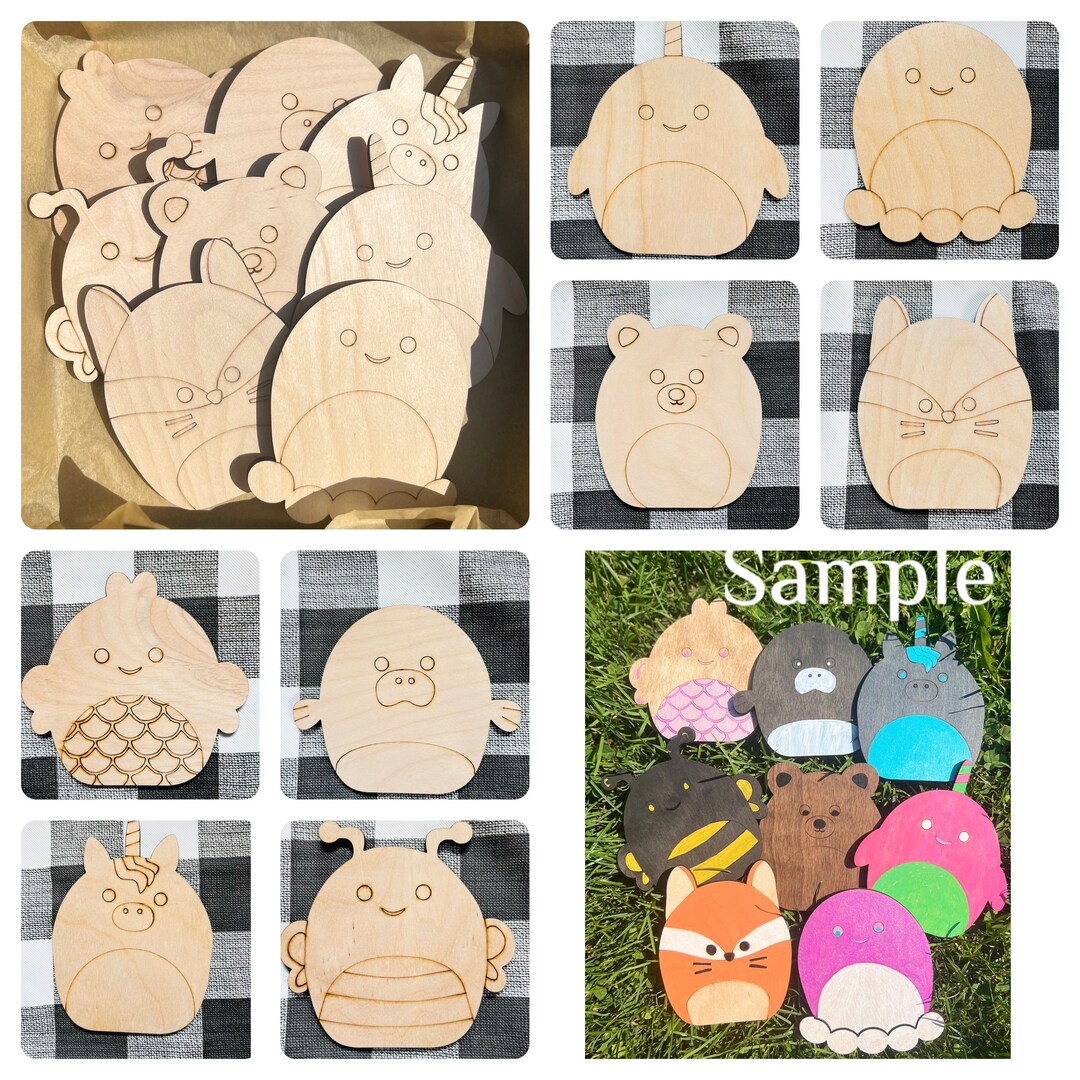 4 Wooden Squishmallow Bundle Kids Craft 8pc - Etsy