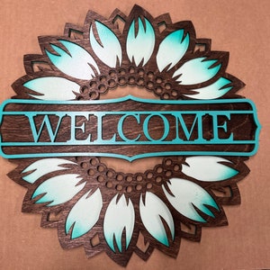Sunflower, Round, Wood, Layered, Welcome Sign, Custom 14” or 10” - Etsy