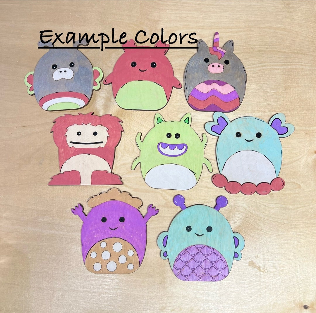 4" or 7” Wooden Squishmallow Inspired Paintables, Kids Craft, Laser Cut ...