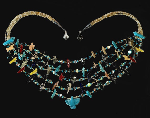 Vintage Native American Indian Fetish Necklace 5 Strands Heishi southwest Zuni Navajo Fetish Necklace Etsy