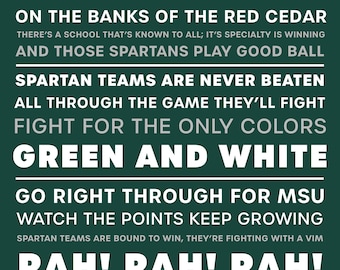 Michigan State University MSU Fight Song Wall Hanging Officially ...