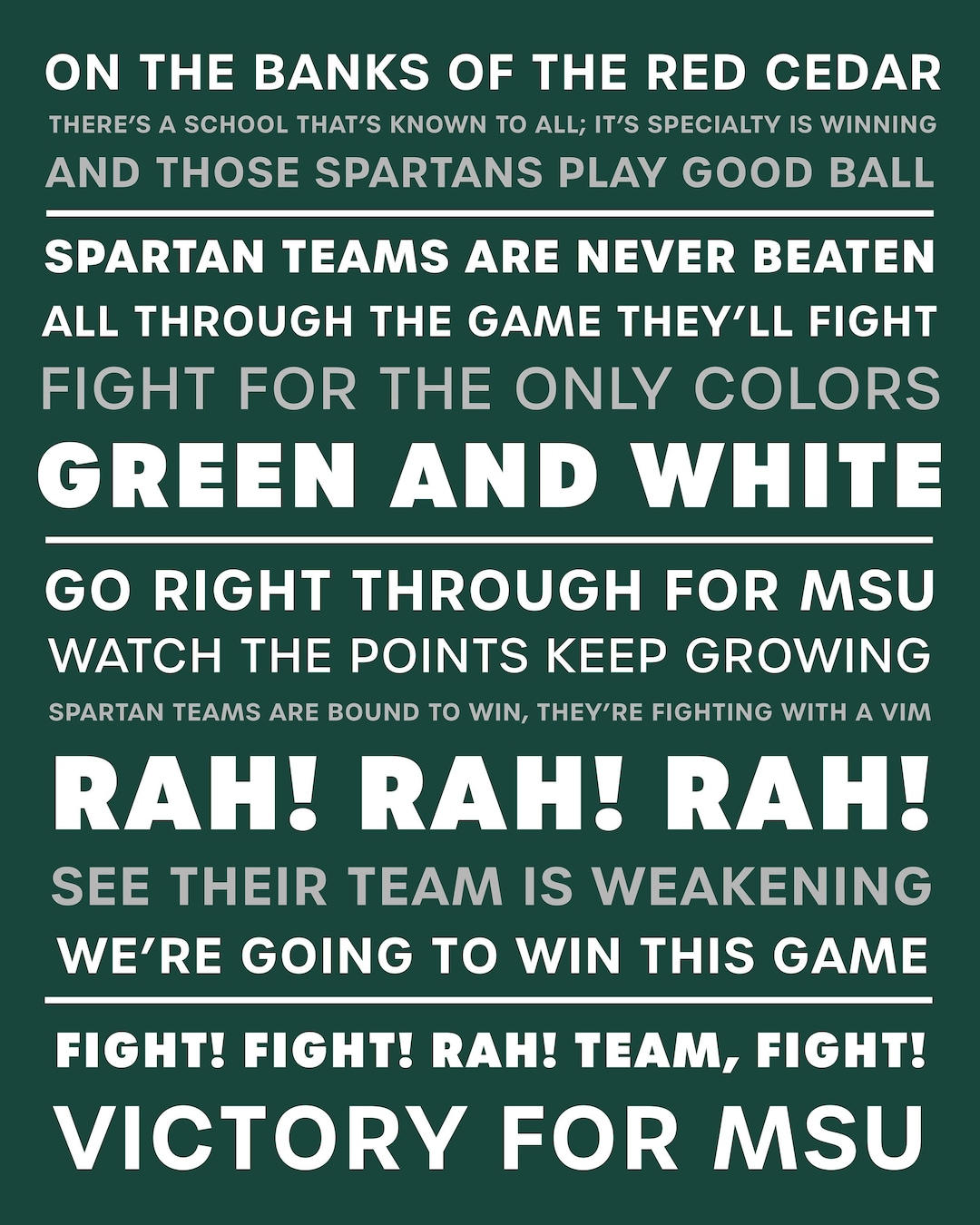 Michigan State University Fight Song - Etsy