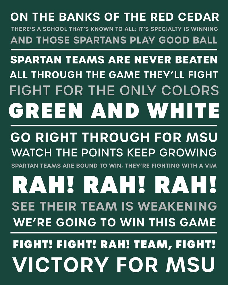 Michigan State University Fight Song - Etsy