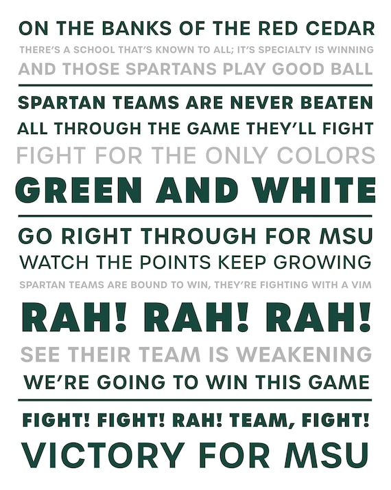 Michigan State University Fight Song Print - Etsy