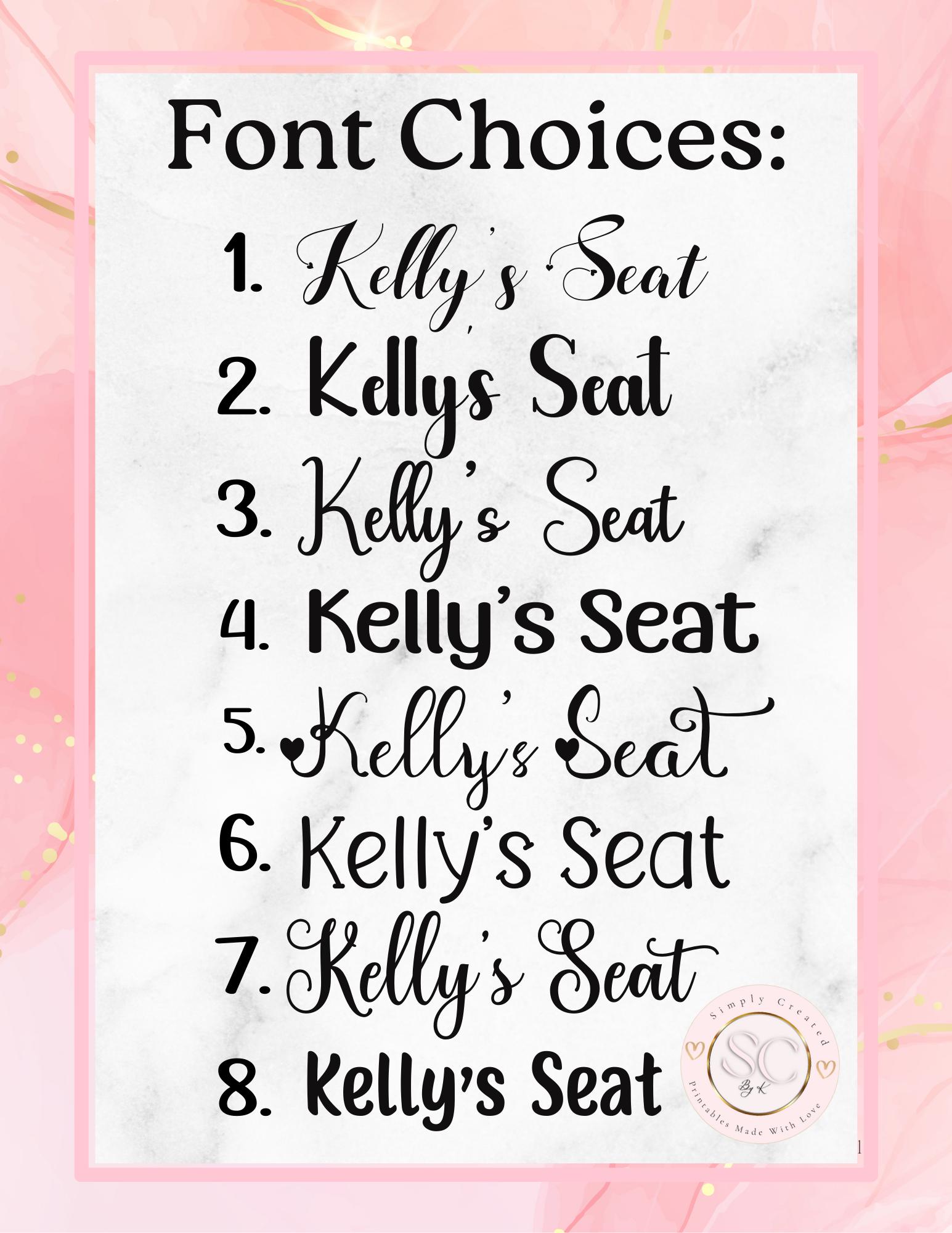 Custom Vinyl Car Decal Seat Name for Wife/girlfriend - Etsy