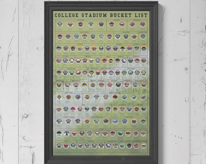 College Football Stadium Bucket List Poster - Etsy
