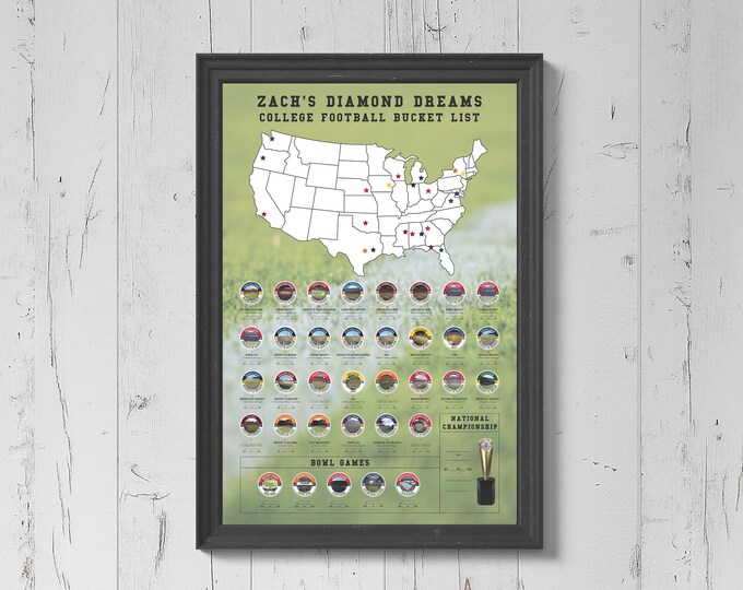 Custom College Football Stadium Bucket List Poster With Map - Etsy