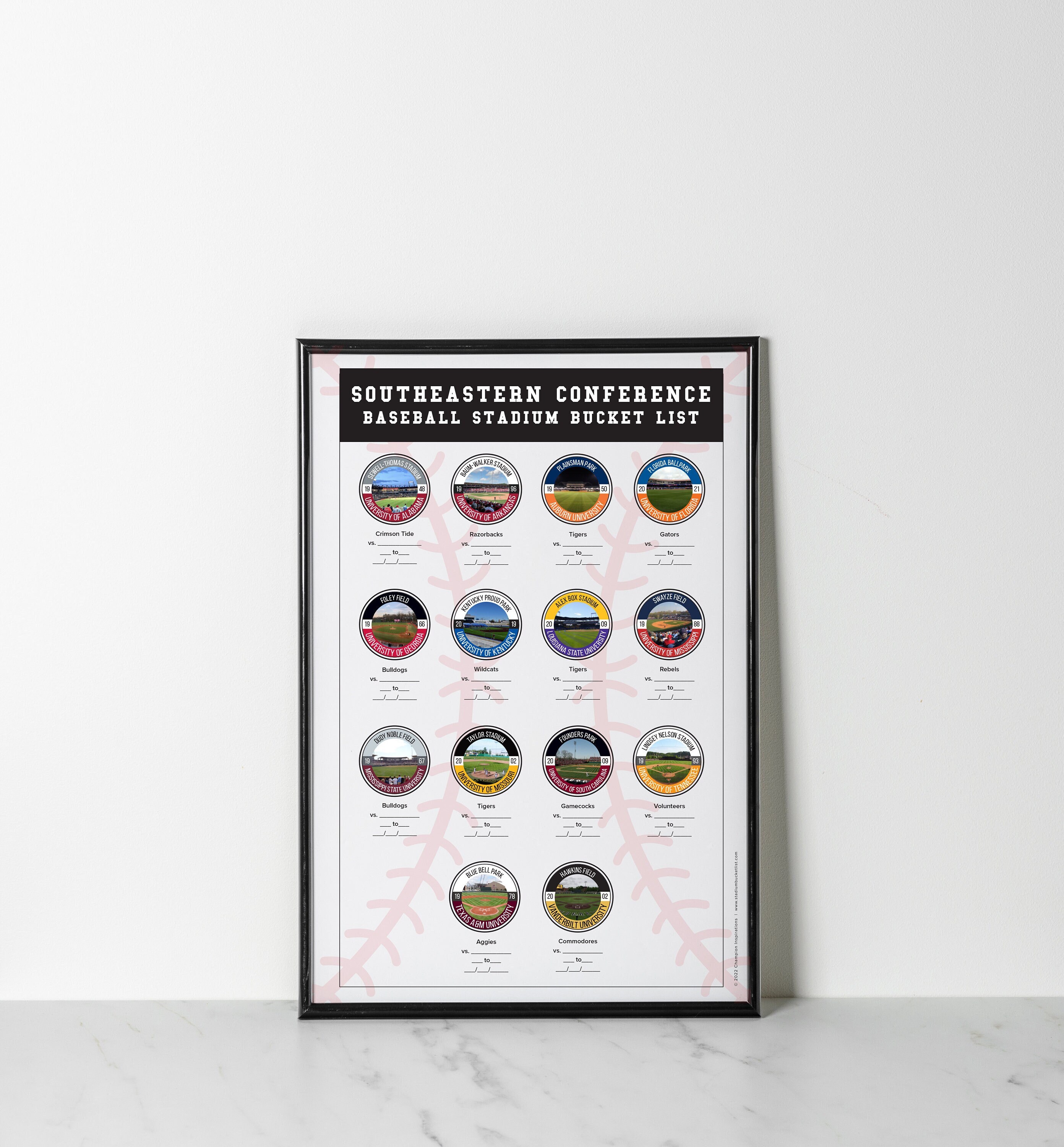 SEC Baseball Stadium Bucket List Poster - Etsy