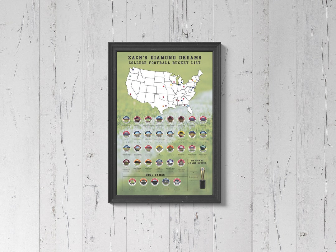 Custom College Football Stadium Bucket List Poster With Map - Etsy