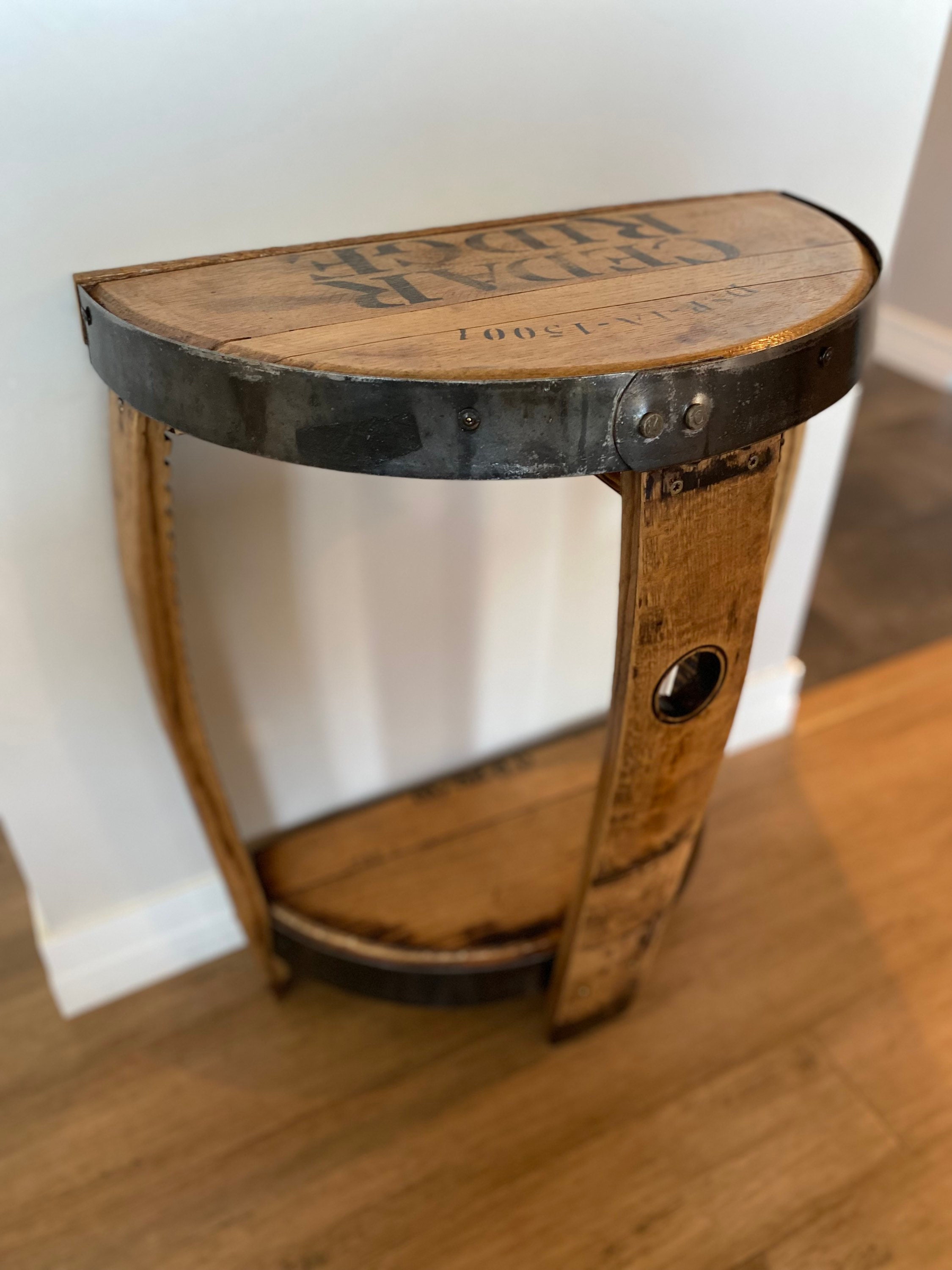 Whiskey Barrel Wall Table With Bottom Shelf - Etsy