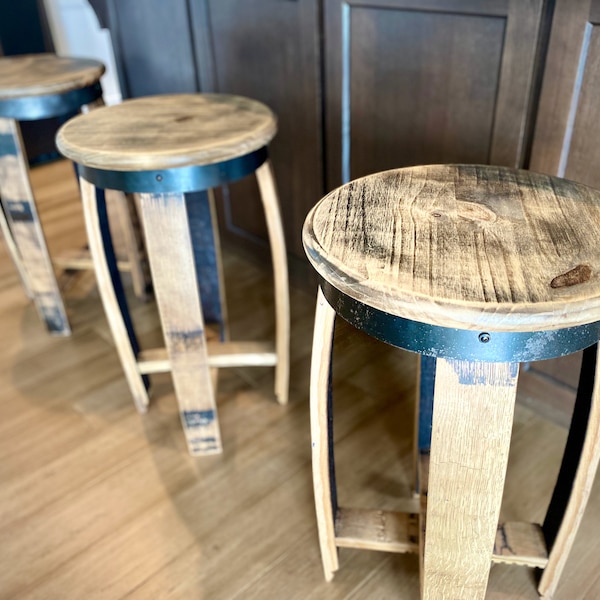 Whiskey Barrel Bar Stools - Etsy