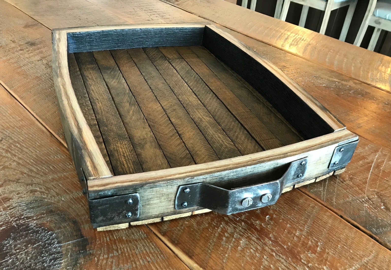 Rustic Oak Barrel Serving Tray - Etsy
