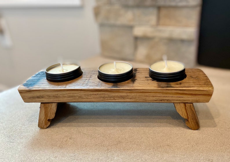 Whiskey Barrel Stave Candle Holder With Home Made Candles - Etsy