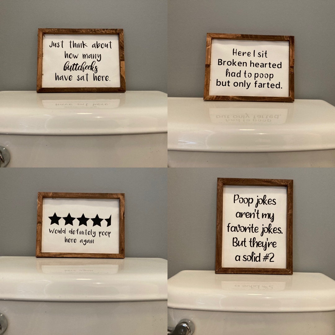Funny Bathroom Sign Reverse Canvas Bathroom Review, Poop Joke ...