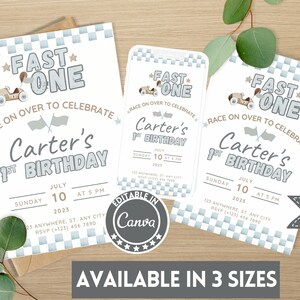 Fast One Birthday Invitation Fast One First Birthday Invite Race Car ...