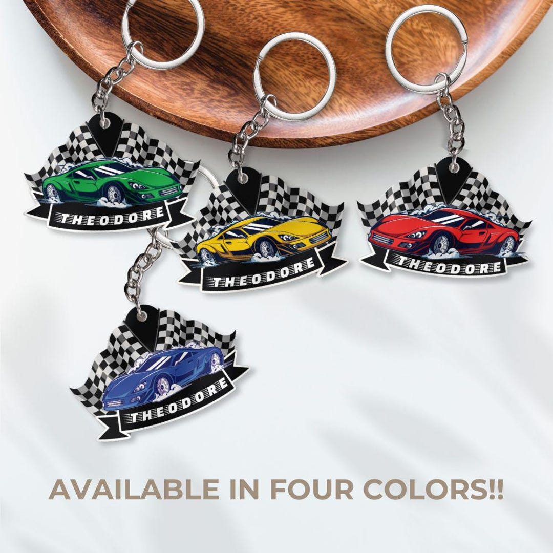 Personalized Race Car Keychain Custom Name Key Chain Car Racing Keyring ...