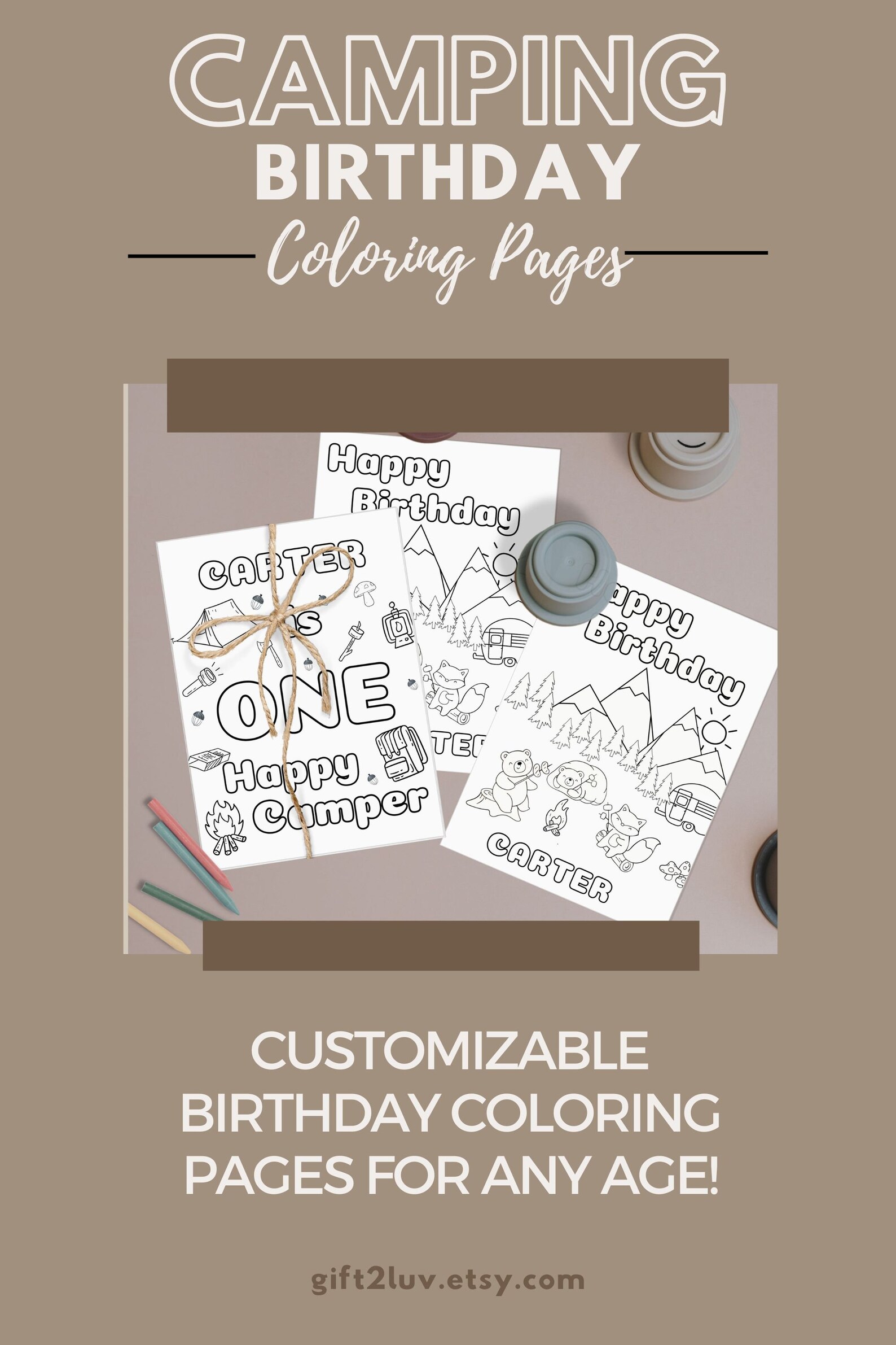 One Happy Camper Birthday Coloring Sheet Personalized One Happy Camper ...