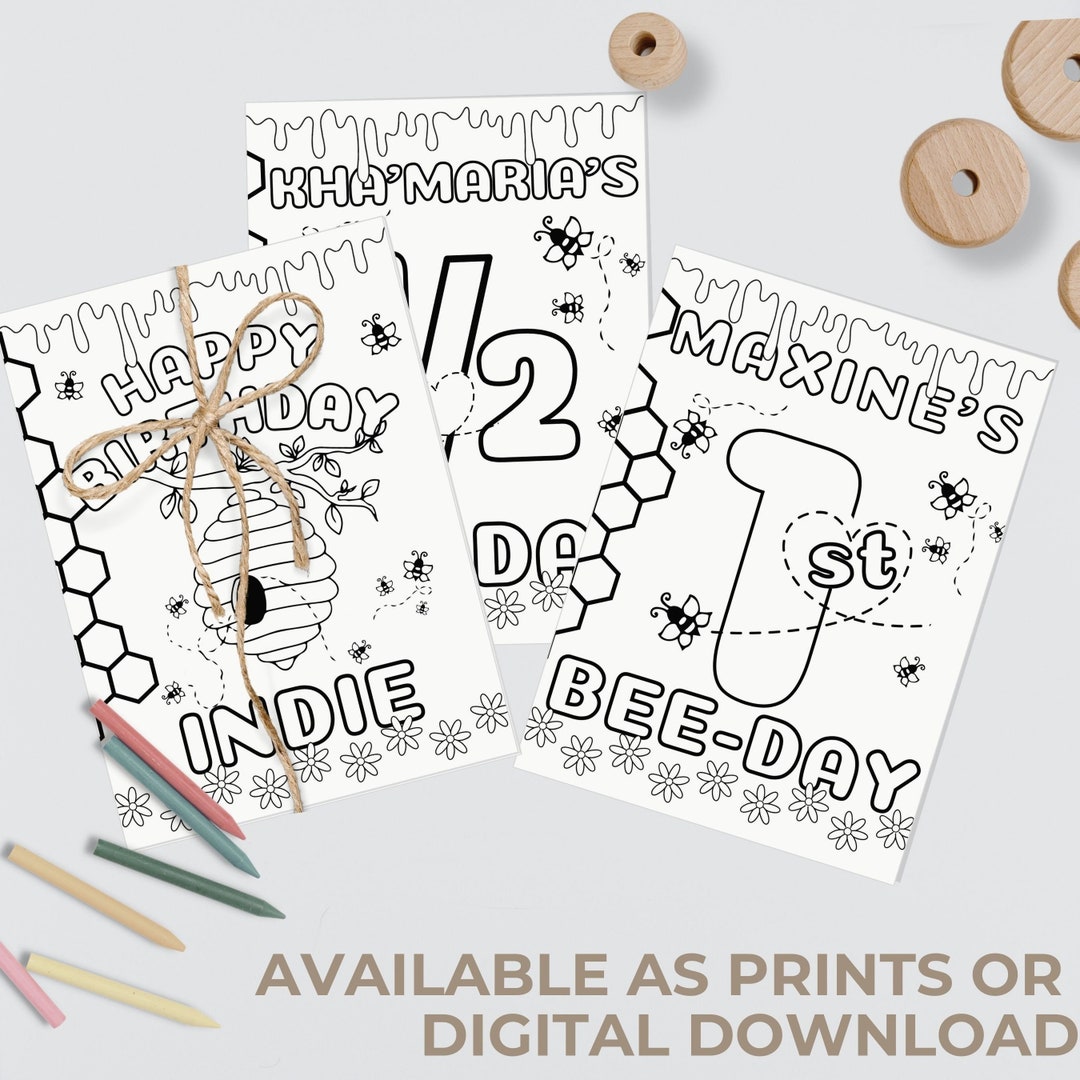 Baby Girl First Bee Day Coloring Page Toddler Bee 1 Coloring Sheet Bee ...