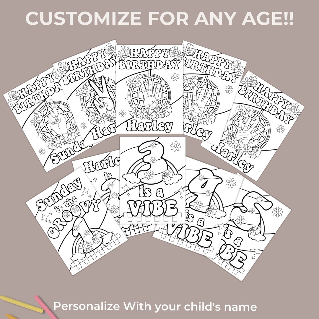 Groovy Coloring Page Girl Birthday Coloring Sheet Two Groovy Birthday ...