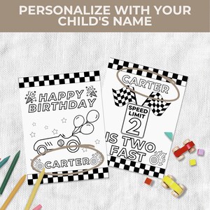 Personalized Two Fast Coloring Page Two Fast Birthday Party Favor Idea ...