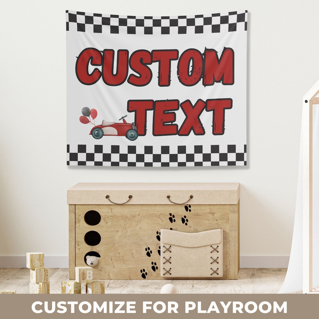 Custom Toy Room Sign Race Car Playroom Decor Racecar Theme 3rd Birthday ...