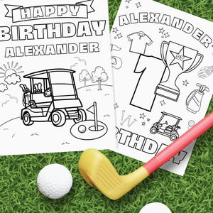 Customizable Kid Golf Theme Birthday Party Activity Golfing Coloring ...
