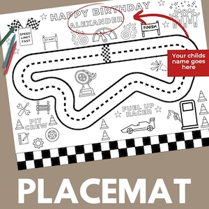 Racetrack Coloring Placemat Birthday Race Car Track Coloring Page ...