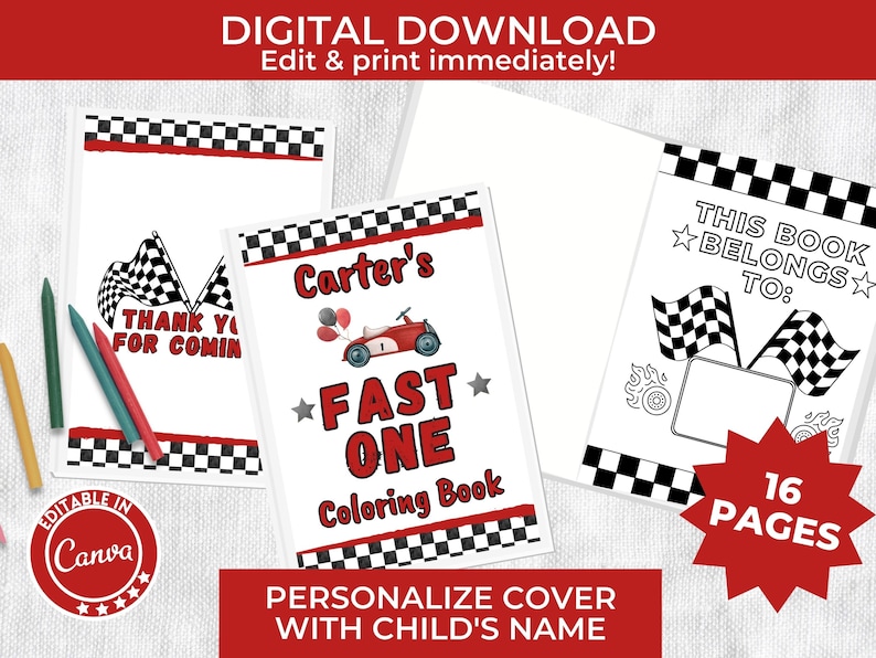 Personalized Fast One 1st Birthday Coloring Book Printable - Etsy