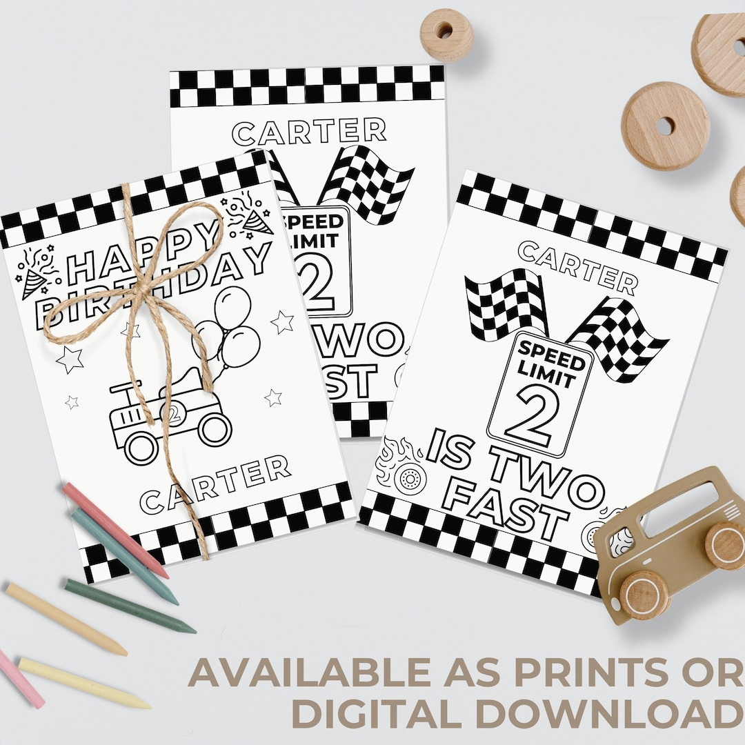 Personalized Two Fast Coloring Page Two Fast Birthday Party Favor Idea ...