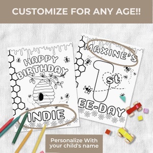 Baby Girl First Bee Day Coloring Page Toddler Bee 1 Coloring Sheet Bee ...