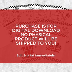 Editable Race Car Coloring Book Personalized Two Fast Birthday Party ...
