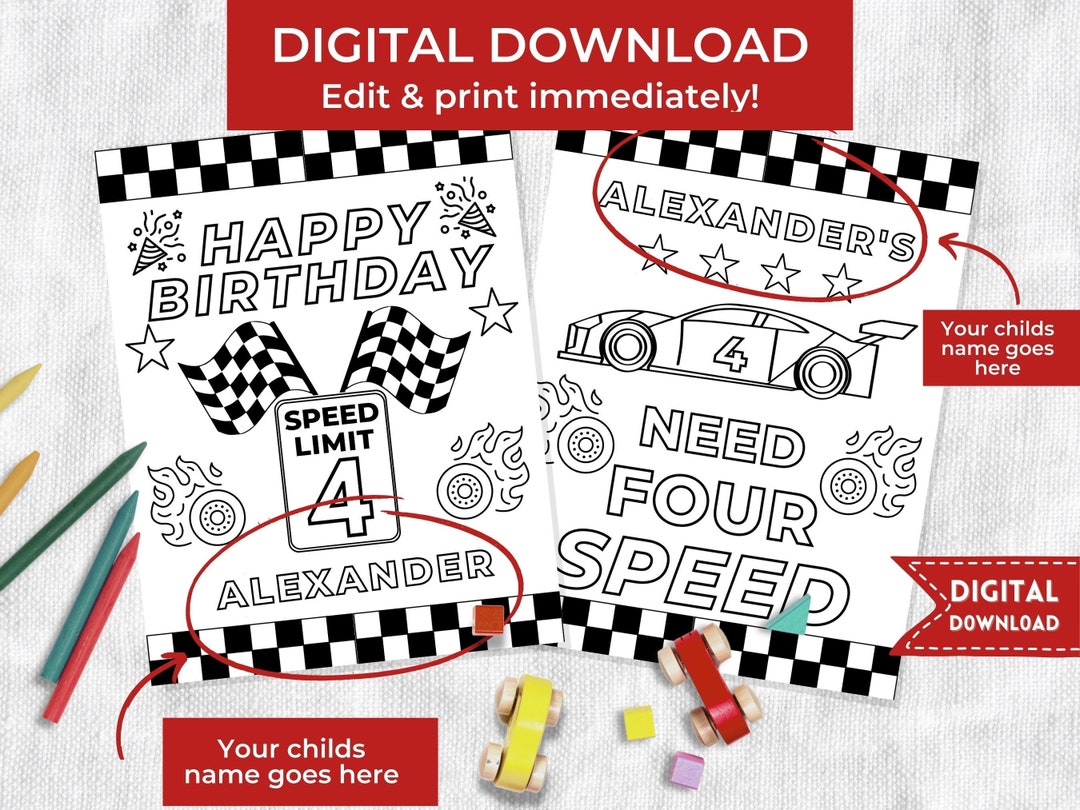 Need Four Speed Birthday Party Coloring Sheet Need 4 Speed Coloring ...