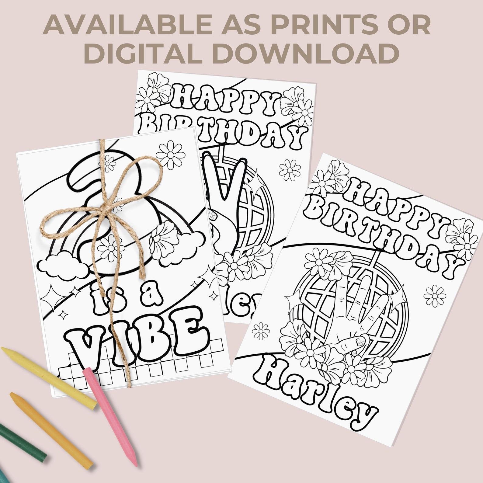 Groovy Coloring Page Girl Birthday Coloring Sheet Two Groovy Birthday ...