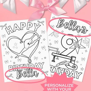 Personalized Gymnastic Birthday Party Coloring Page Tumbling Gymnastic ...