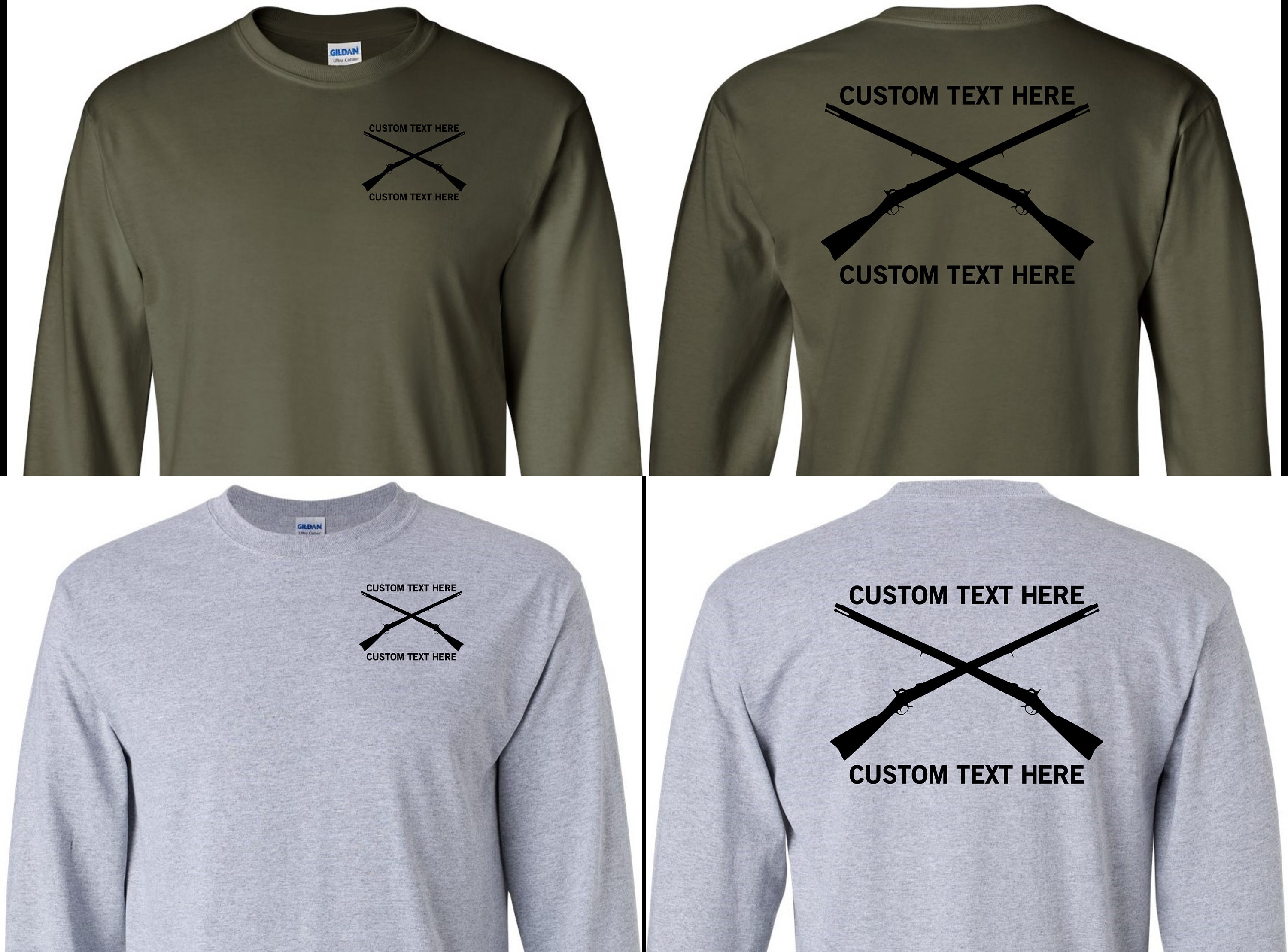 Custom Infantry T-shirt, Long Sleeve, Crossed Rifles Shirt, US Army ...