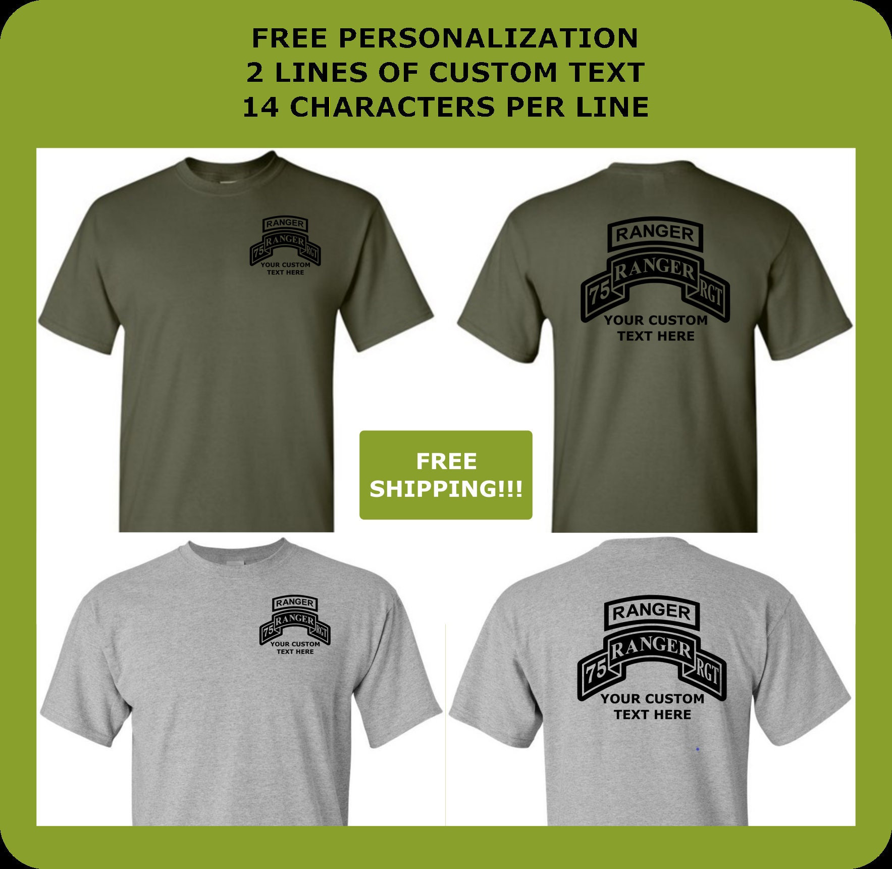 US Army 75th Ranger Regiment Shirt, ARMY Ranger Custom Performance ...