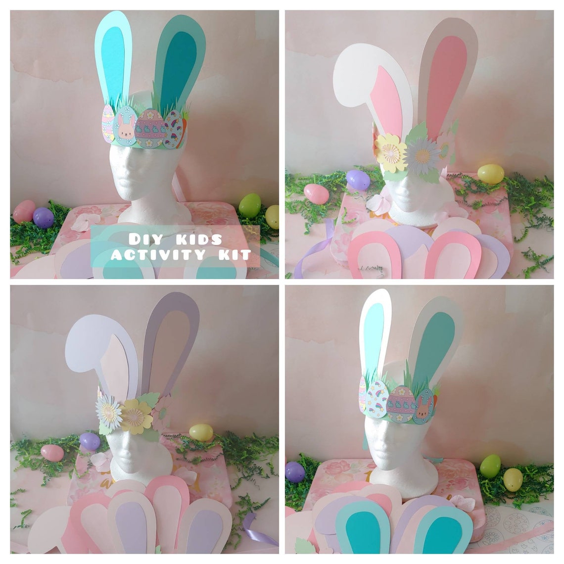 DIY Easter Bunny Ears Craft Kit: Kids Activity, Coloring Crown - Etsy