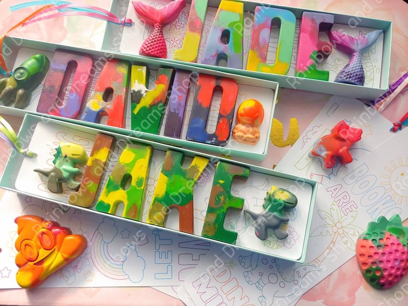Personalized Name Kids Crayons With Coloring Bookmark I - Etsy