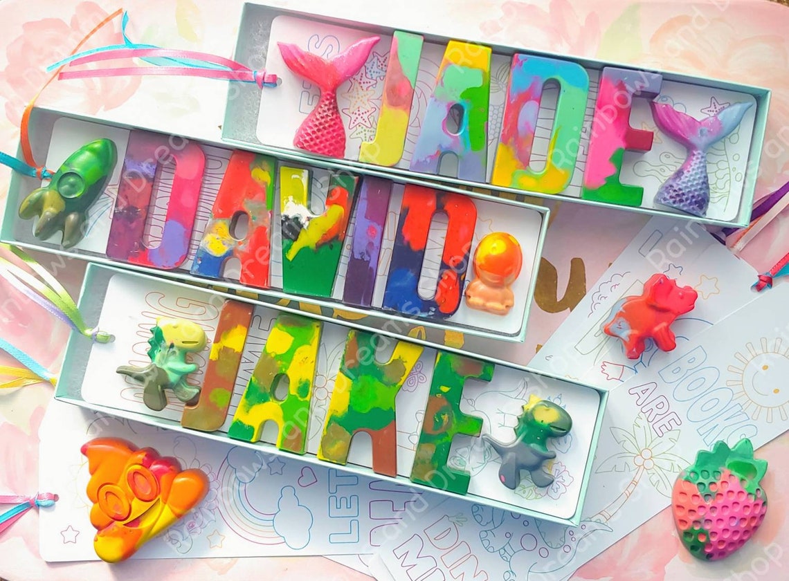 Personalized Name Kids Crayons With Coloring Bookmark I - Etsy