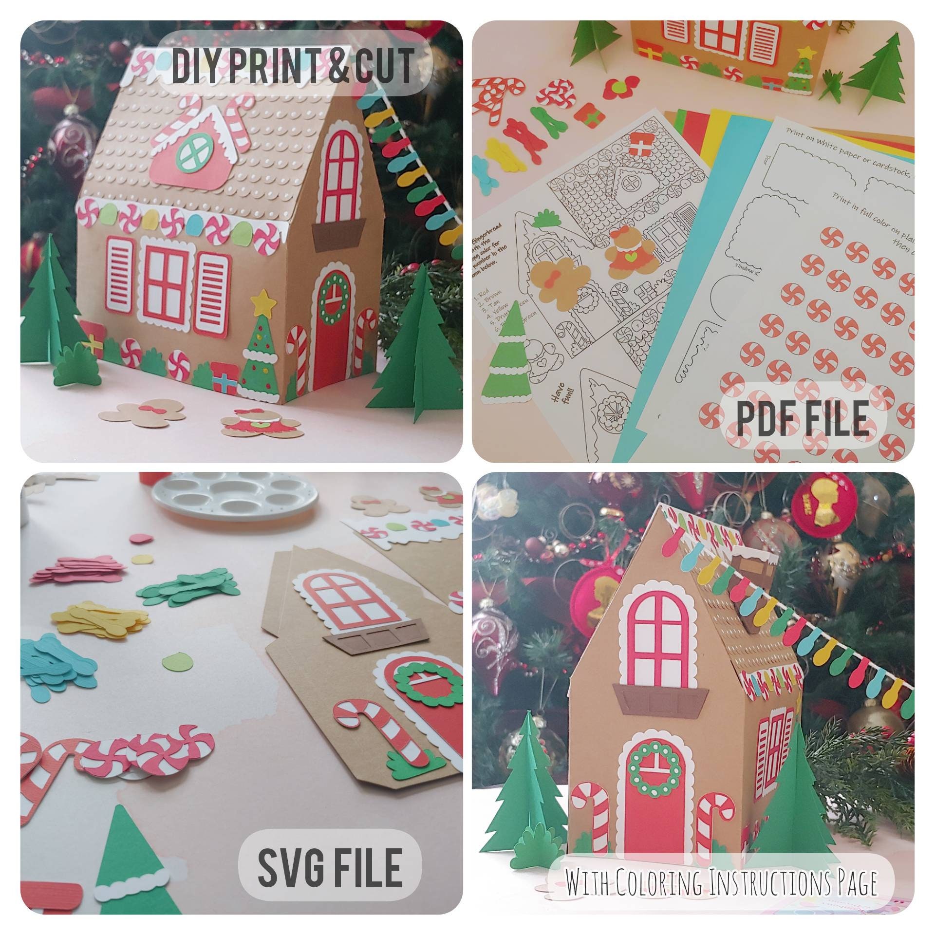 PDF Gingerbread House Print & Cut Digital File I DIY Christmas | Etsy