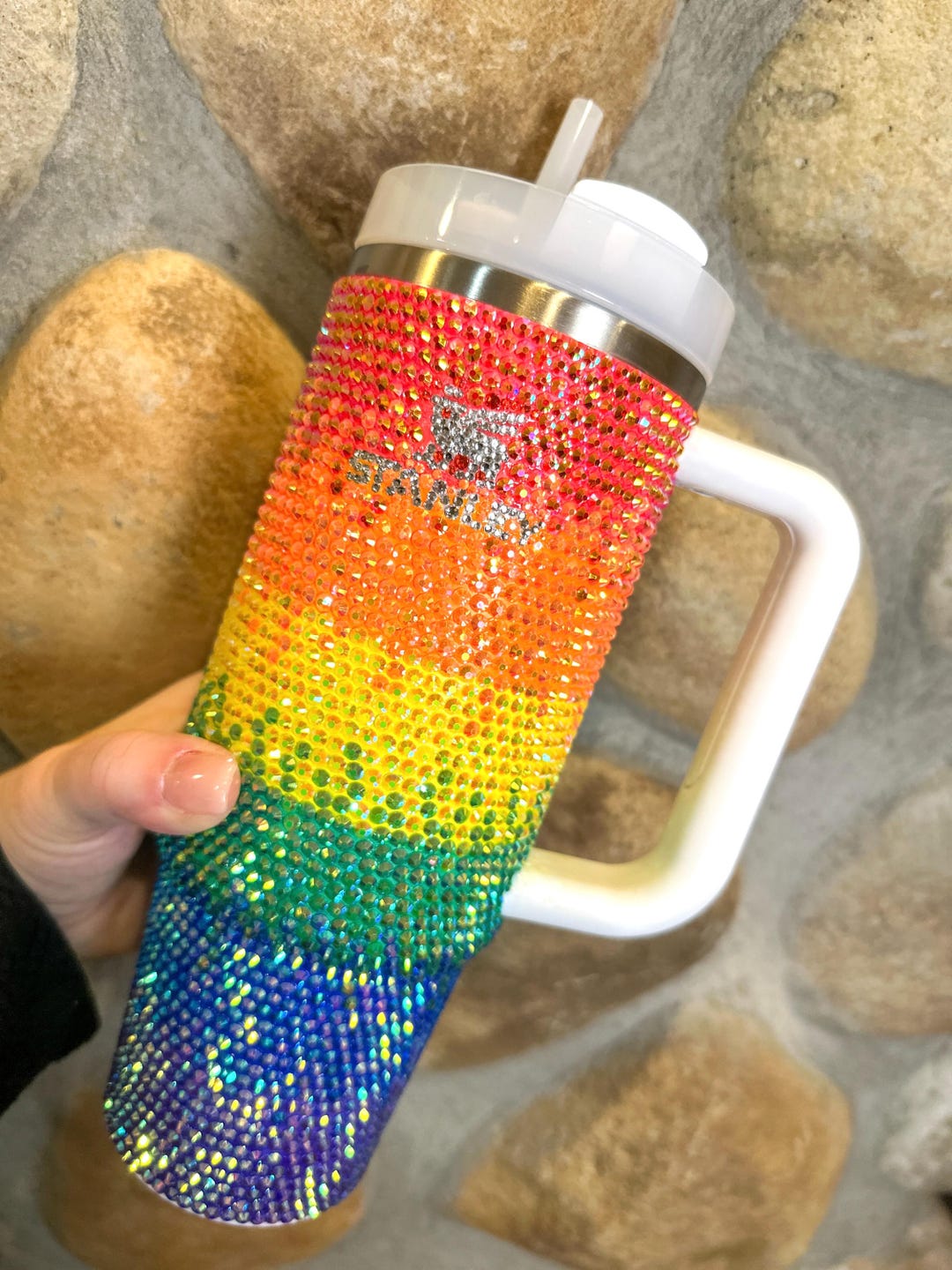 Blinged Out - Rainbow Stanley Tumbler - Etsy