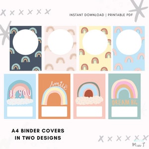 Printable Editable Organic Rainbow Binder Cover and Spine, Instant ...